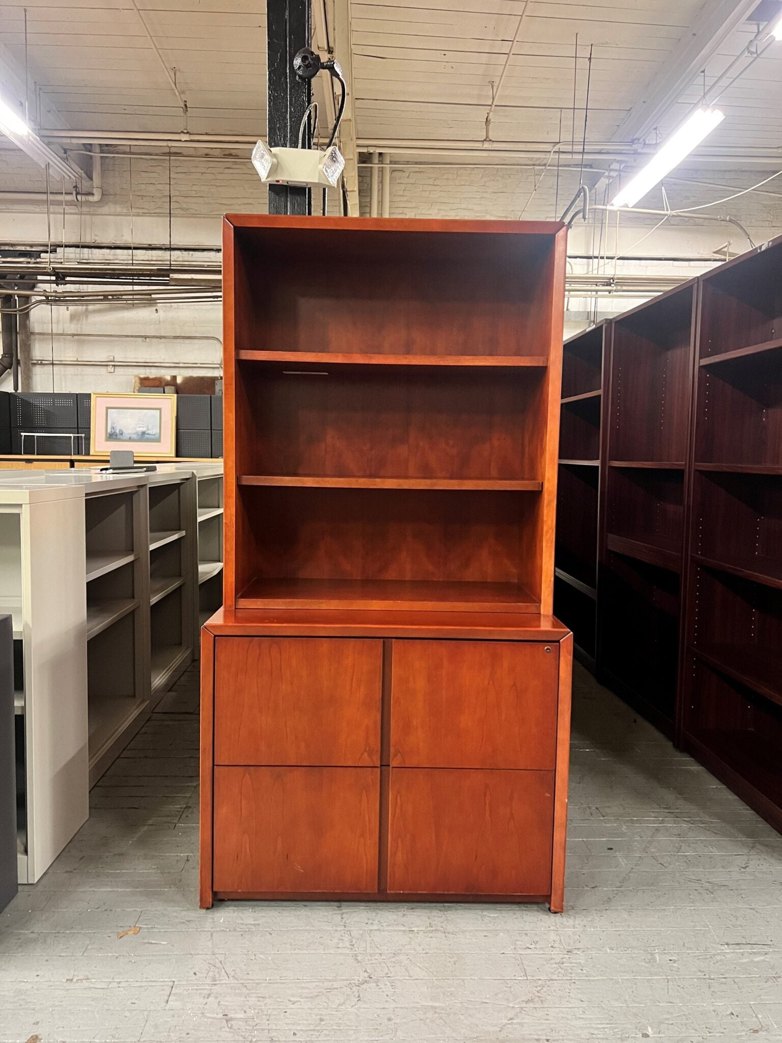 Wood Lateral File Cabinets – Kimball with Hutch for Storage
