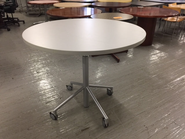 Kimball Scenario Height Adjustable Round Table with Locking Casters ...